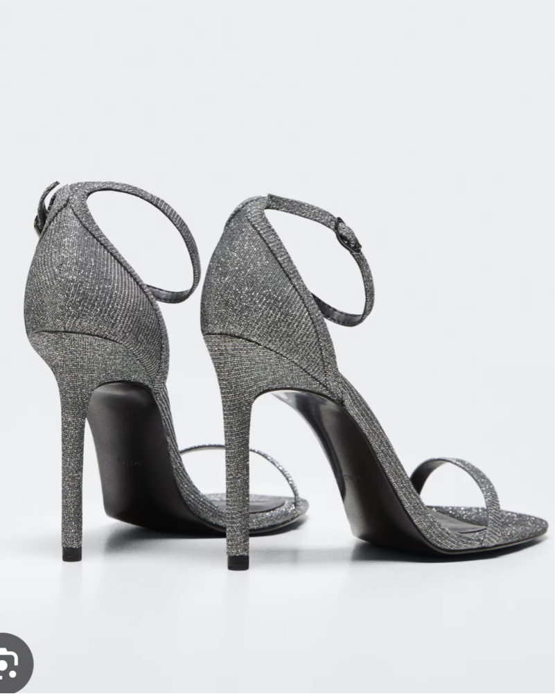 Mango Silver Glitter Sandals Heels by Mango - Pickle