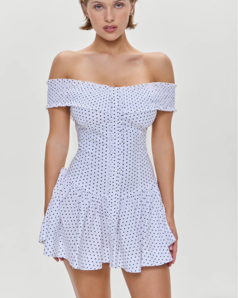 Mae Off Shoulder Mini Dress by Frankies Bikinis - Pickle