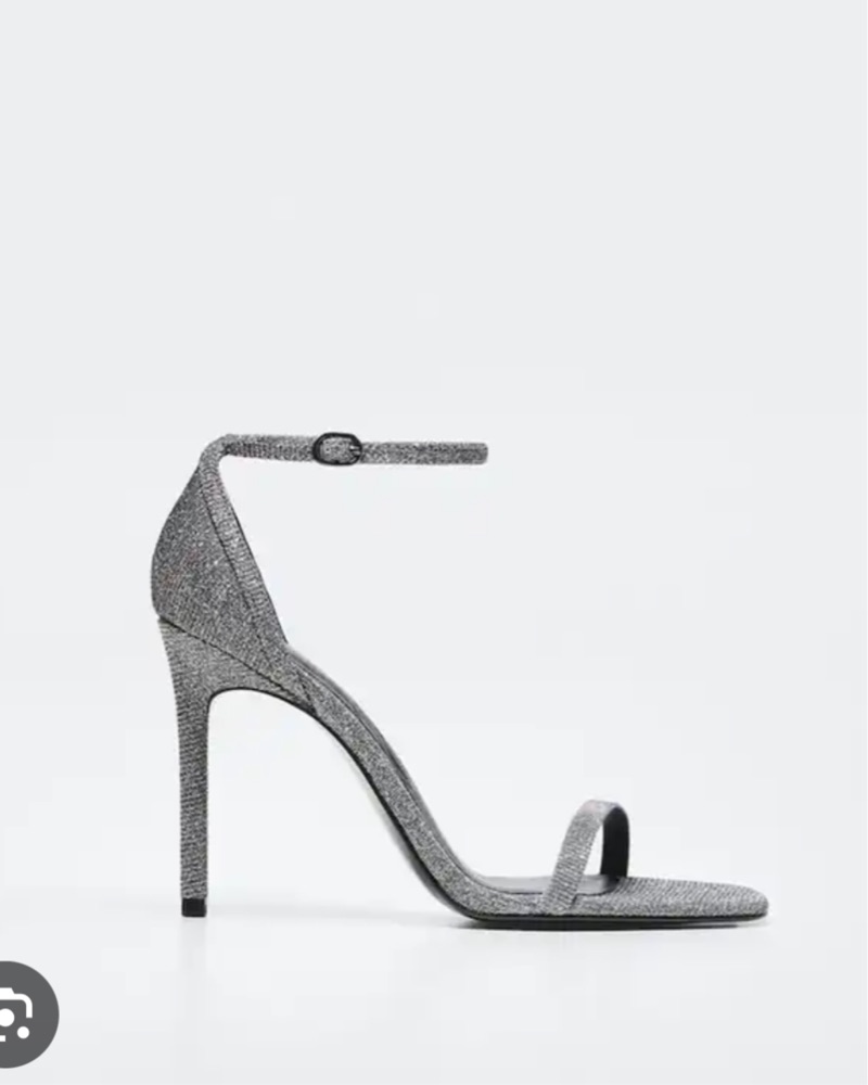 Mango Silver Glitter Sandals Heels by Mango - Pickle