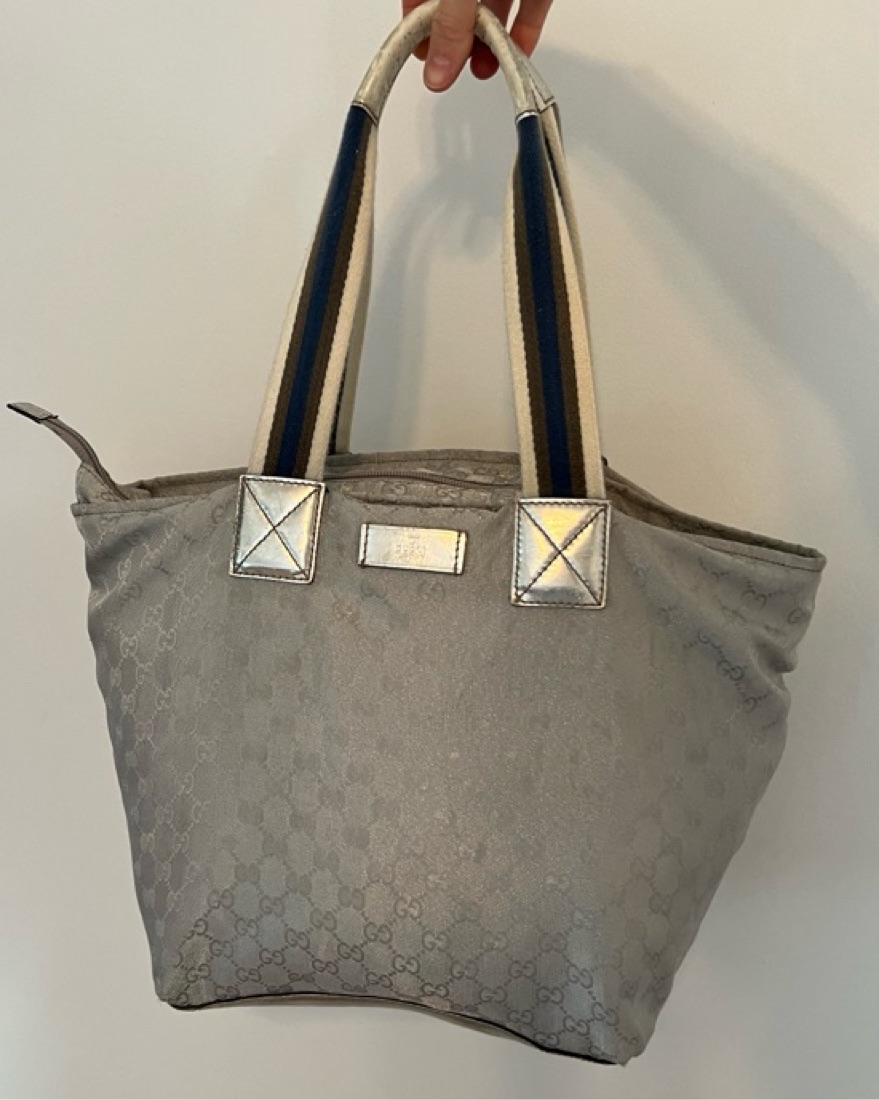GUCCI Shoulder Tote Bag GG Canvas Silver by Gucci - Pickle