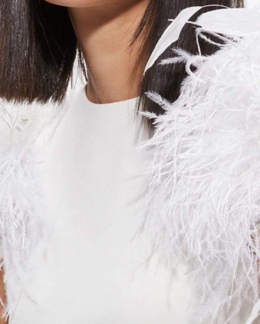 Alice & Olivia Tamica Feather Detail Top by Alice & Olivia - Pickle