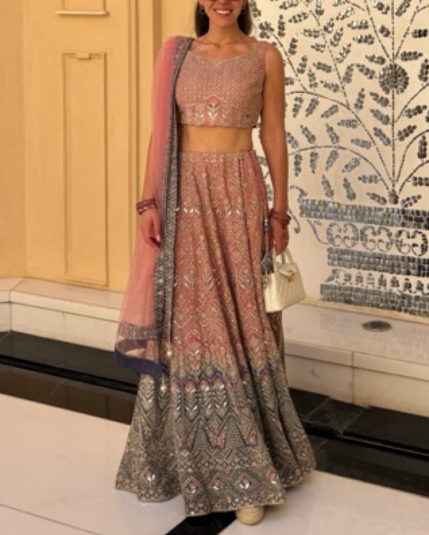 Pink And Blue Lehenga by Indian Wedding - Pickle