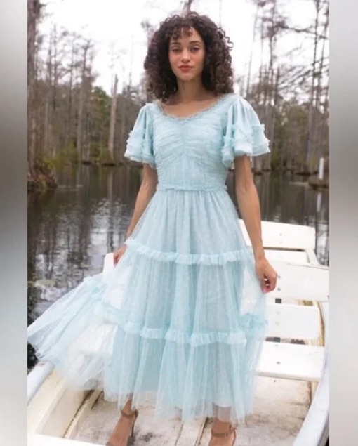 Blue Tulle Ruffled Dress by Ivy City Co - Pickle
