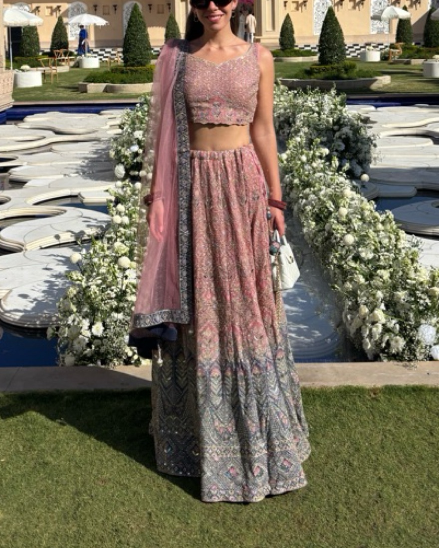 Pink And Blue Lehenga by Indian Wedding - Pickle