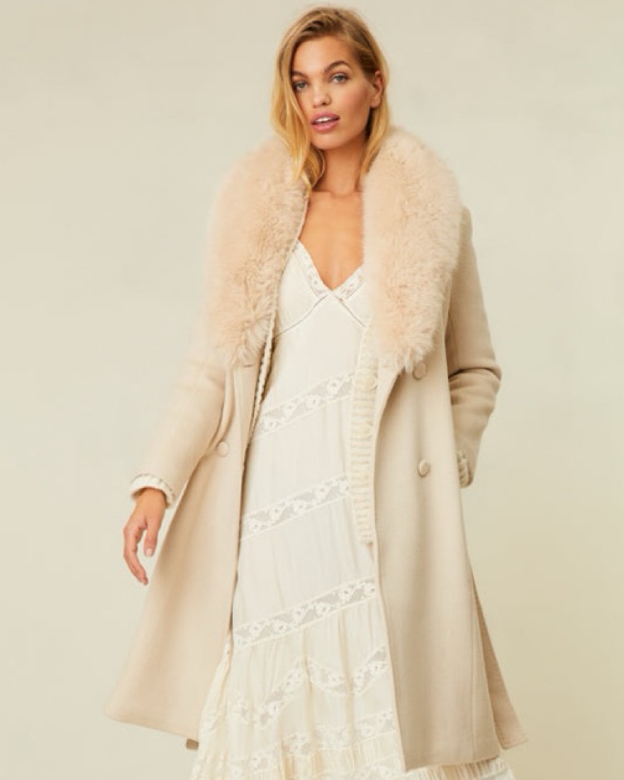 Loveshackfancy Faux Fur Trim Coat | Pickle