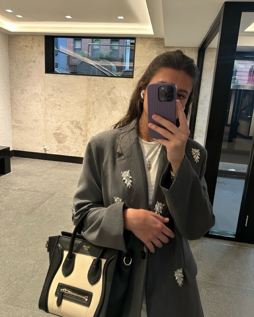 Gray Embellished Oversized Blazer | Pickle