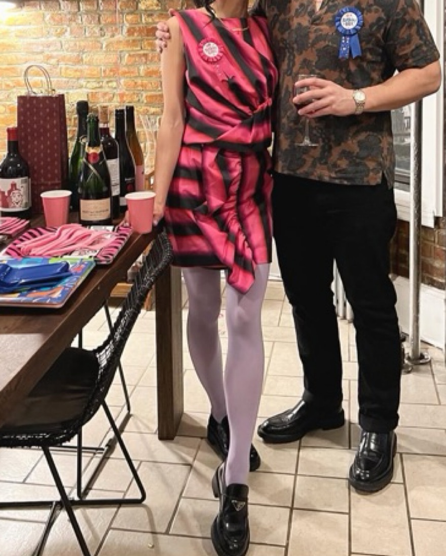 Dries Van Noten Pink & Black Mini Dress by Dries Van Noten - Pickle