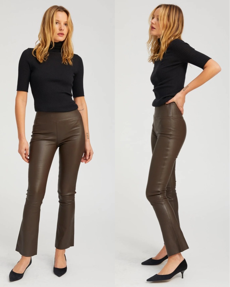 $1200 Lambskin Leather Bootcut Pants by Citizens of Humanity - Pickle