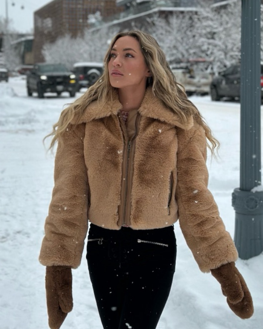 DHNY Paloma Cropped Faux Fur Jacket by DH new York - Pickle