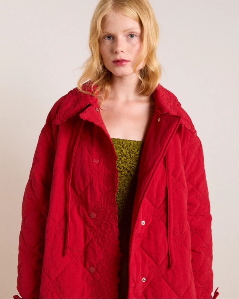Damson Madder Avery Quilted Coat by Damson Madder - Pickle