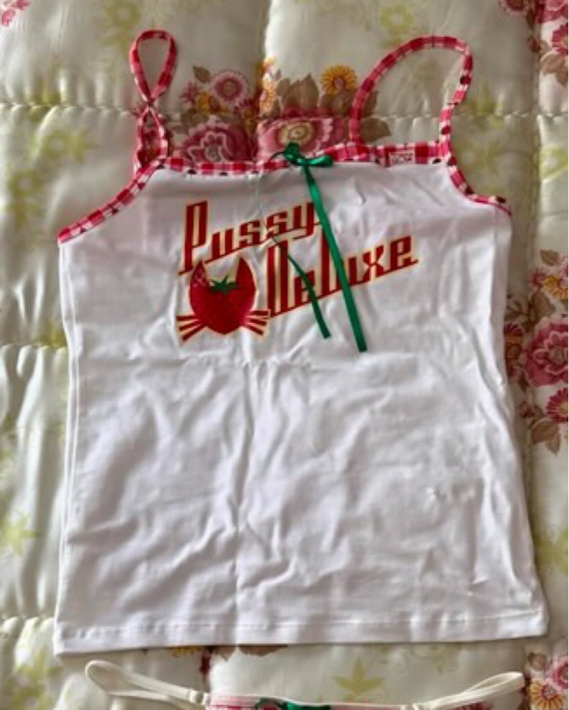 Pussy Deluxe White Graphic Camisole by Vive Maria - Pickle