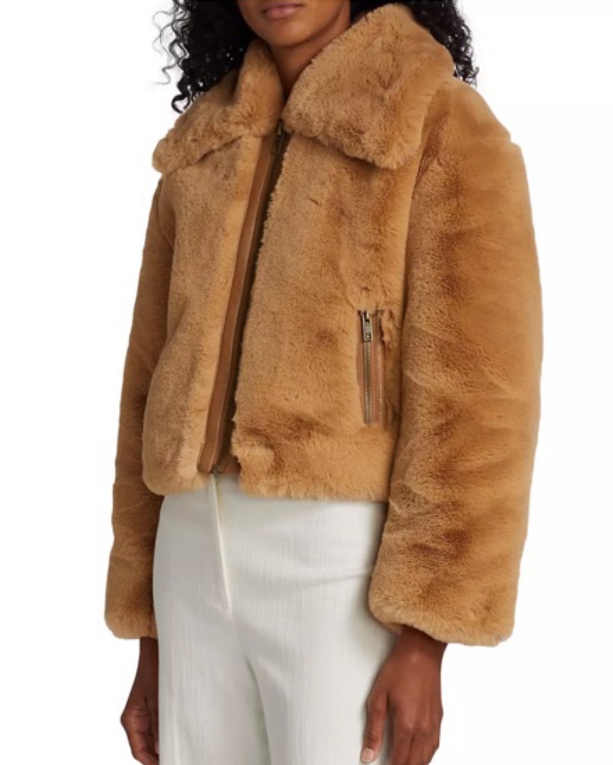 DHNY Paloma Cropped Faux Fur Jacket by DH new York - Pickle
