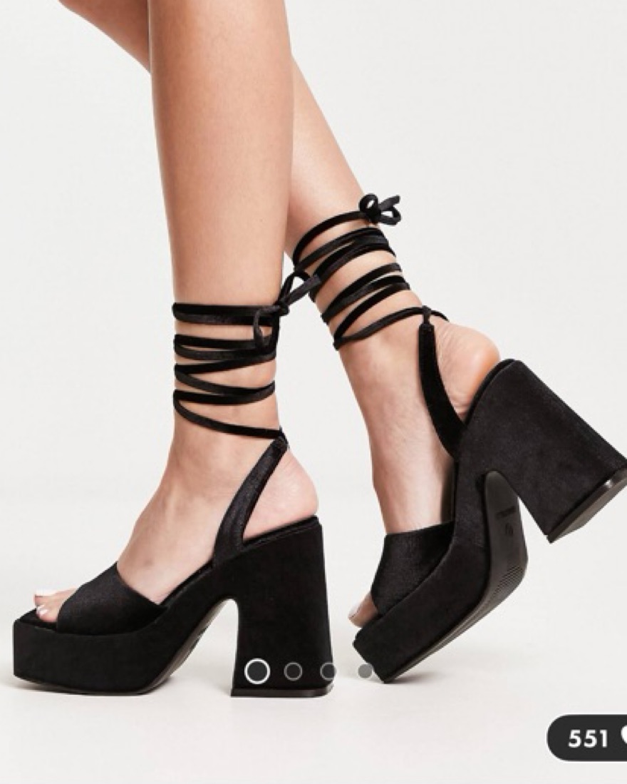 Black velvet platform heels by ASOS - Pickle