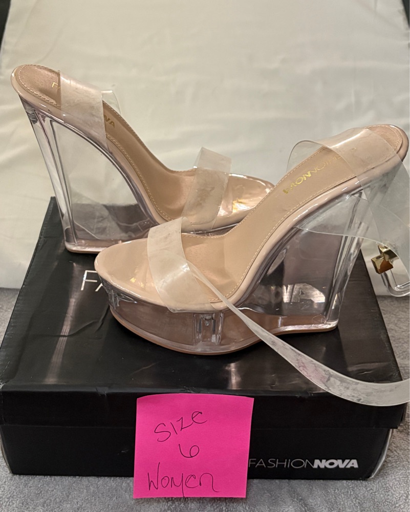 Fashion Nova Clear Platform Heels by Fashion Nova - Pickle