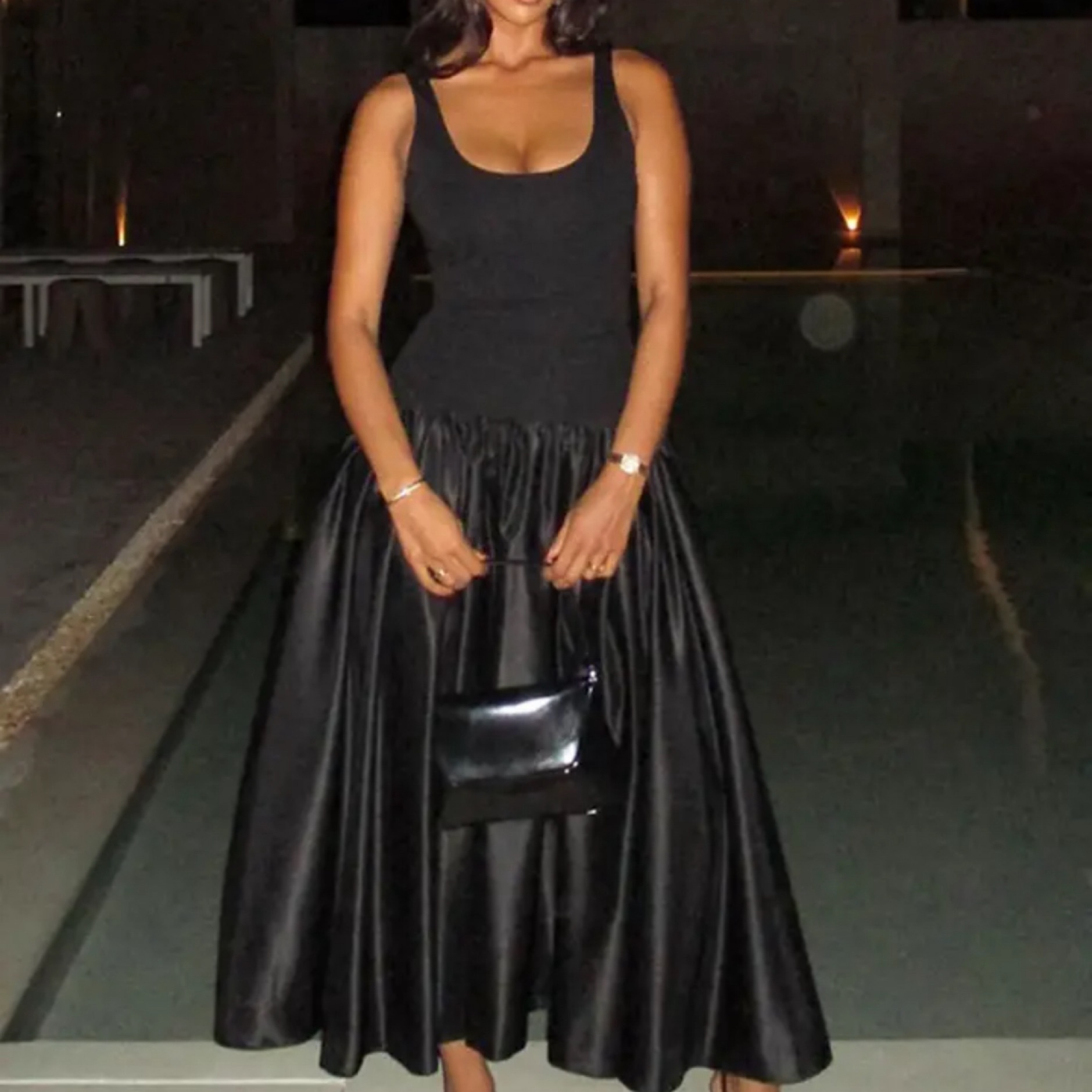 Formal Black Dress Full Length Gown by Unbranded - Pickle