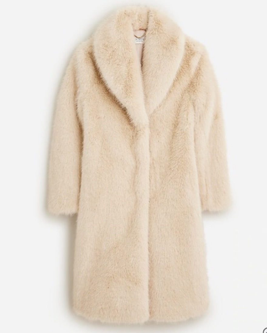 J Crew Cream Faux Fur Coat/Jacket | Pickle