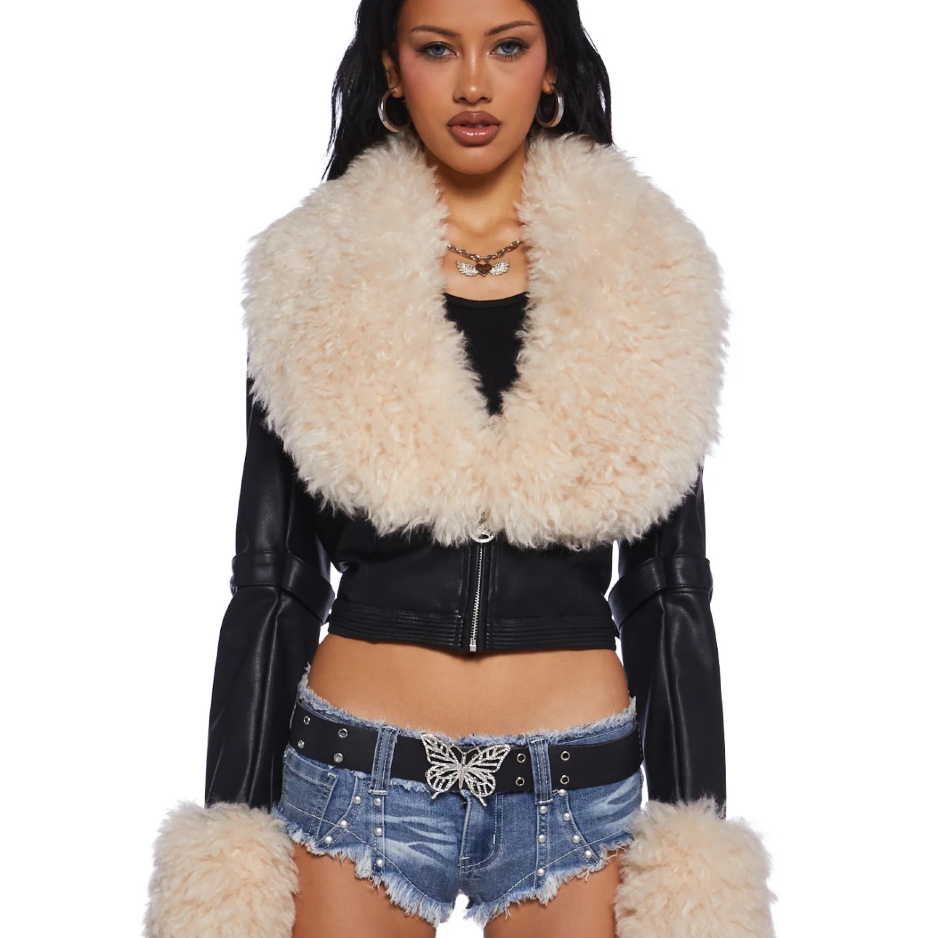 Fur Trim Leather Jacket | Pickle