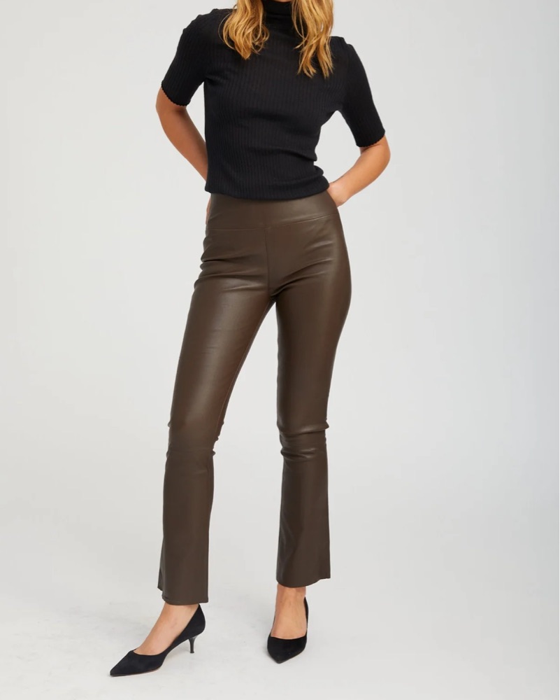 $1200 Lambskin Leather Bootcut Pants by Citizens of Humanity - Pickle