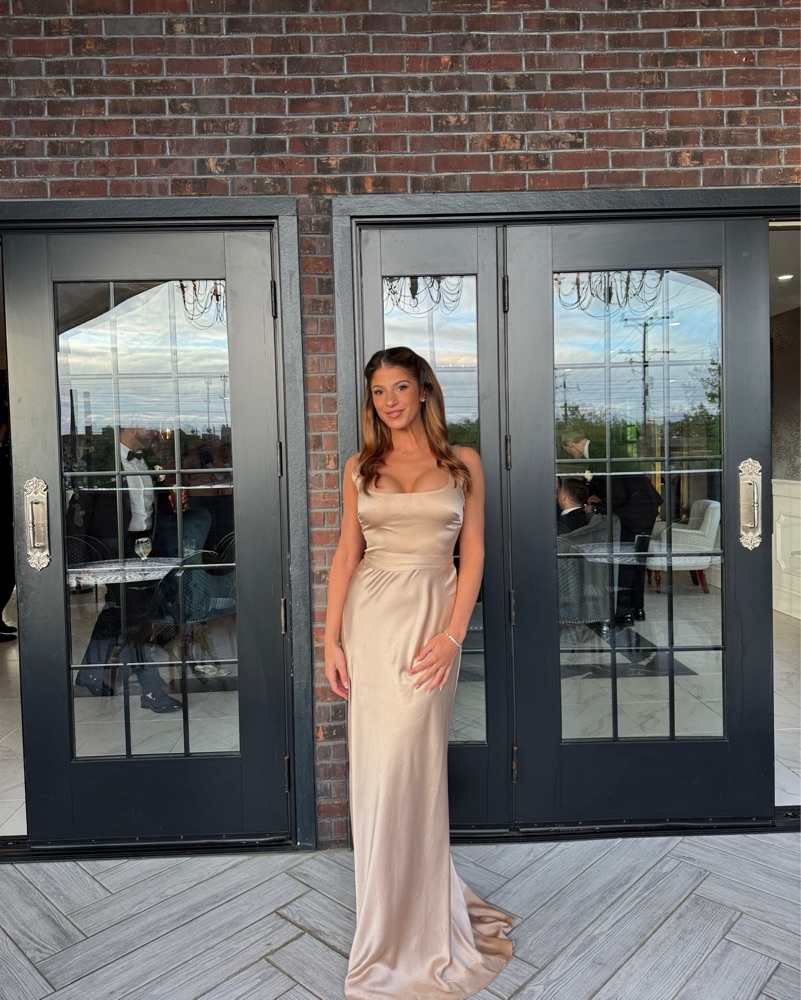 Stunning Champagne Satin Formal Gowns | Pickle