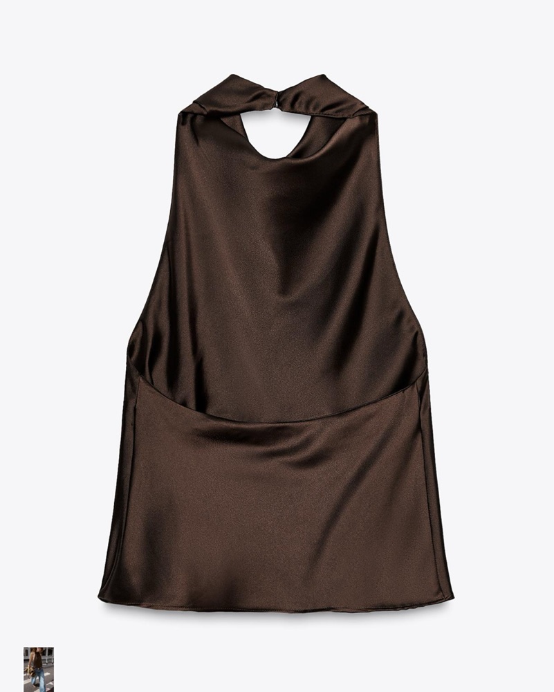 Zara New Satin Backless Top by Zara - Pickle