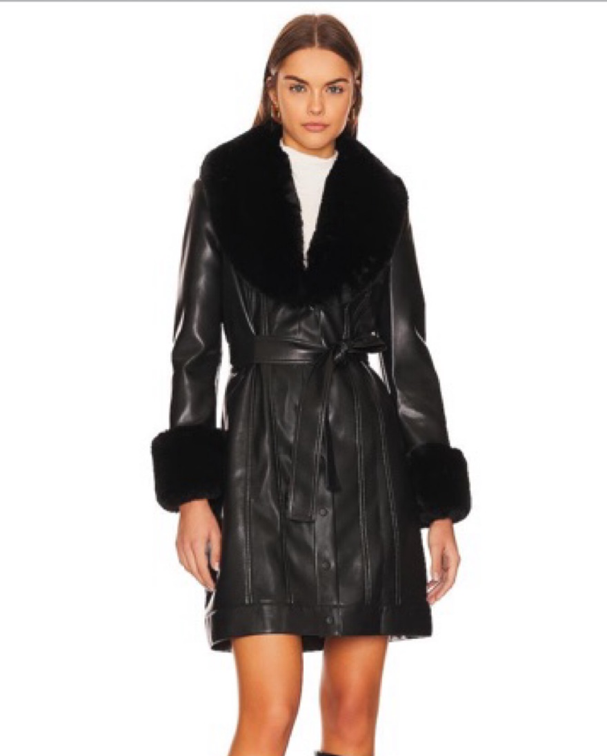 Stari Vegan Leather Faux Fur Coat | Pickle