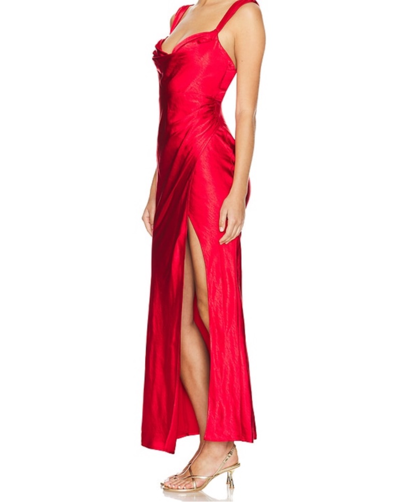Elegant Red Satin Formal Gown | Pickle