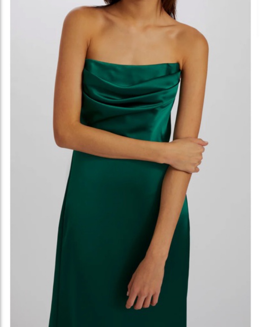 Amsale Jara Dress In Hunter Green by Amsale - Pickle