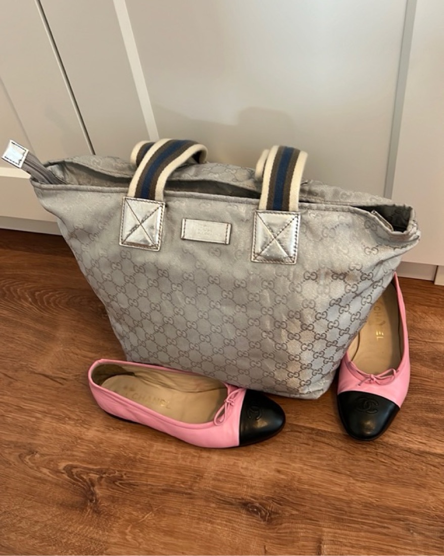 GUCCI Shoulder Tote Bag GG Canvas Silver by Gucci - Pickle