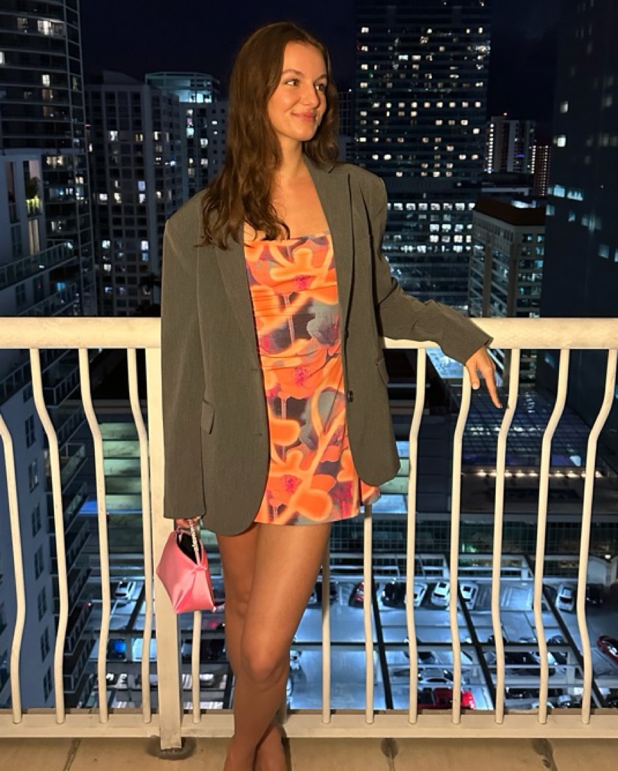 Miaou Ginger Dress in Neon Peach Floral by Miaou - Pickle