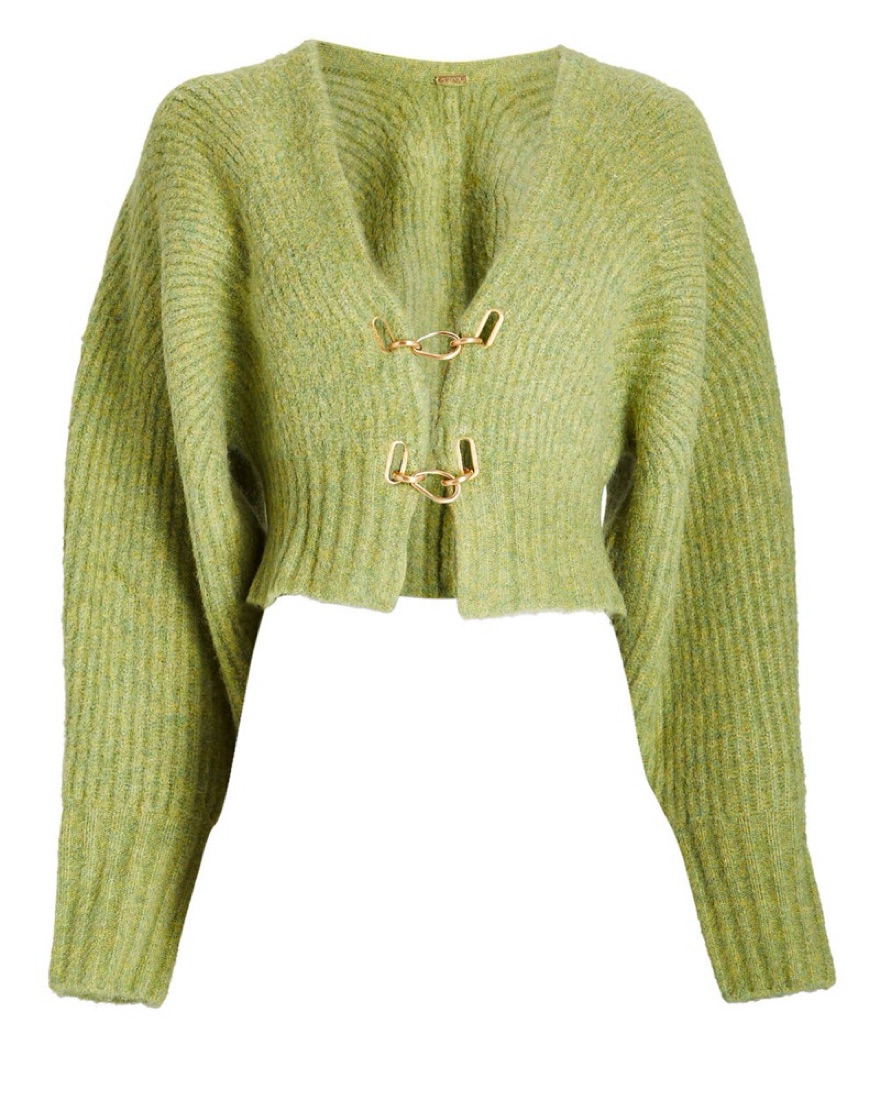 CULT GAIA Embellished Rib Knit Cardigan by Cult Gaia - Pickle