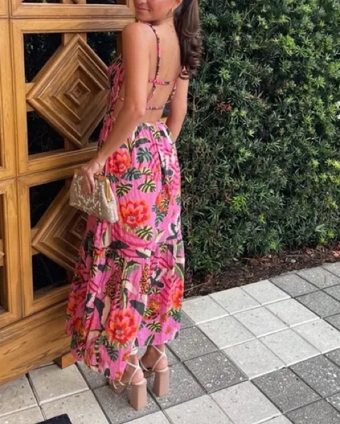 Farm Rio Leopard Forest Cotton Midi by Farm Rio - Pickle