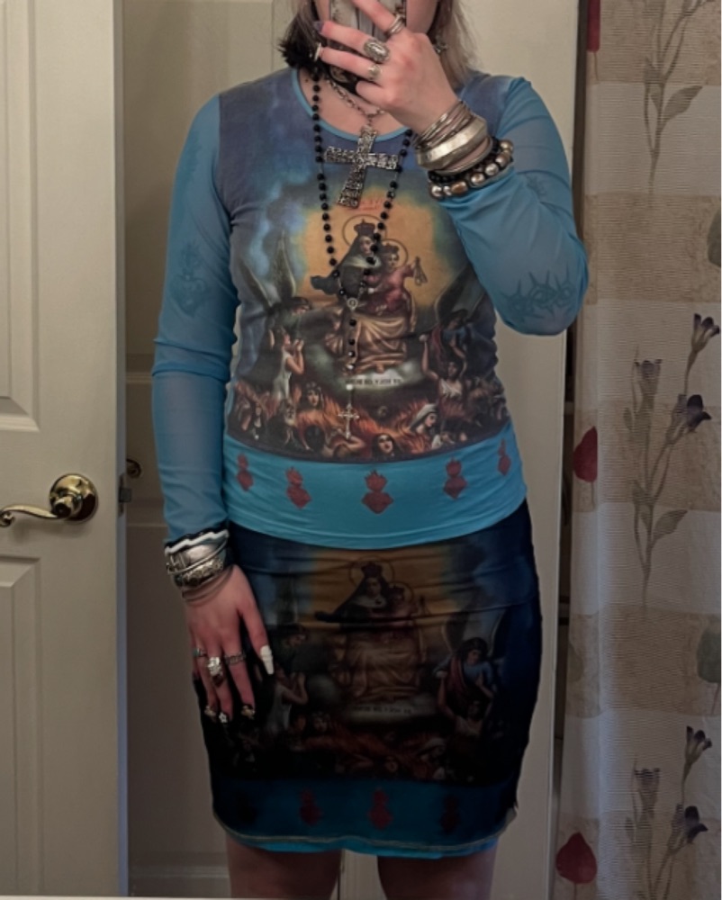 Vive Maria Blue Printed y2k Mesh Set by Vive Maria - Pickle