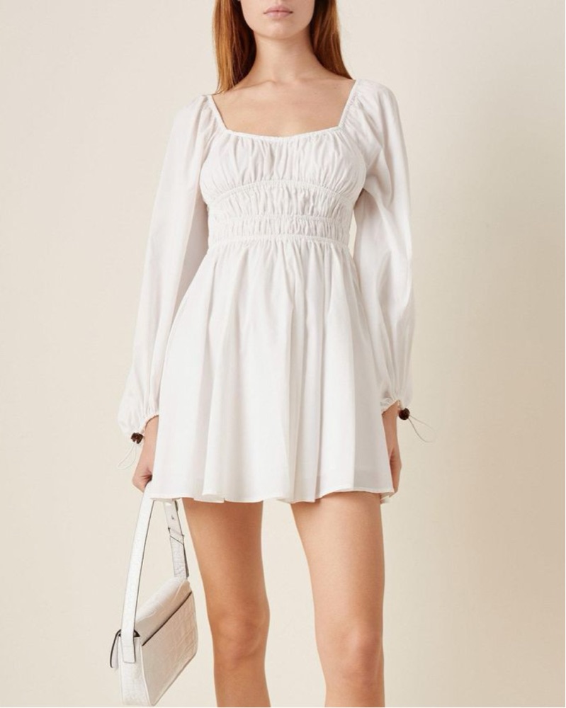 STAUD White Nylon Boe Dress | Size 2 by Staud - Pickle