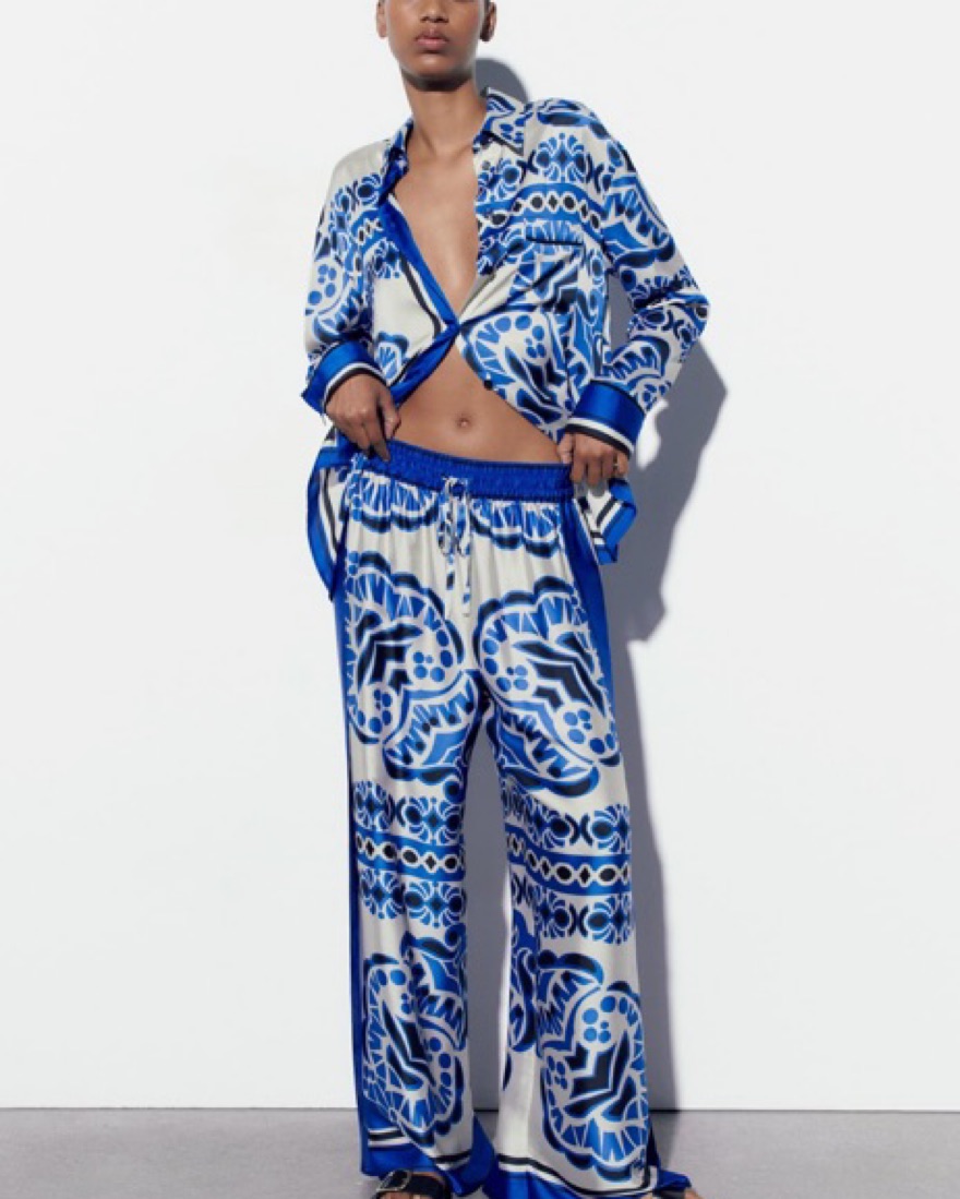 Flowy Set Blue And White Top/bottom by Boutique - Pickle