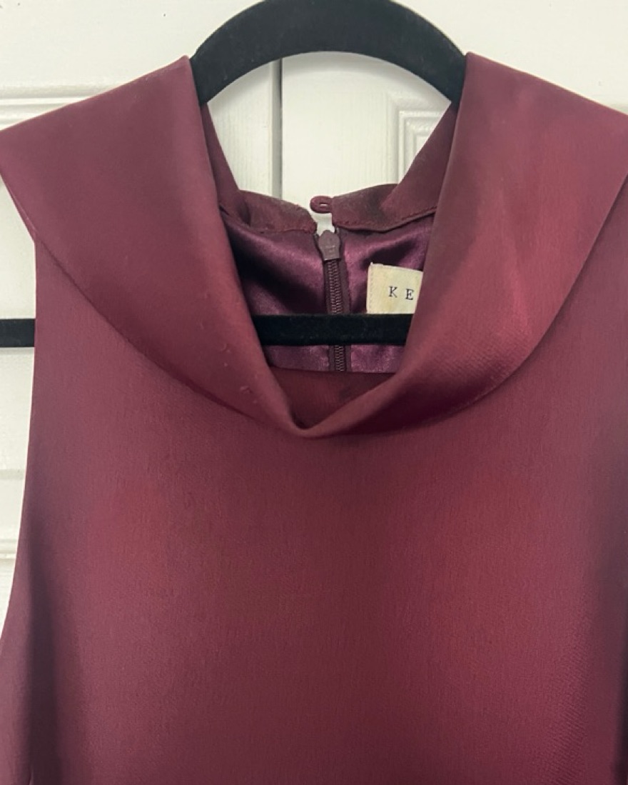 Burgundy Shift Cowl Neck Dress | Pickle