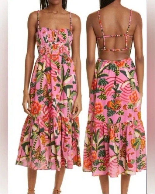 Farm Rio Leopard Forest Cotton Midi by Farm Rio - Pickle