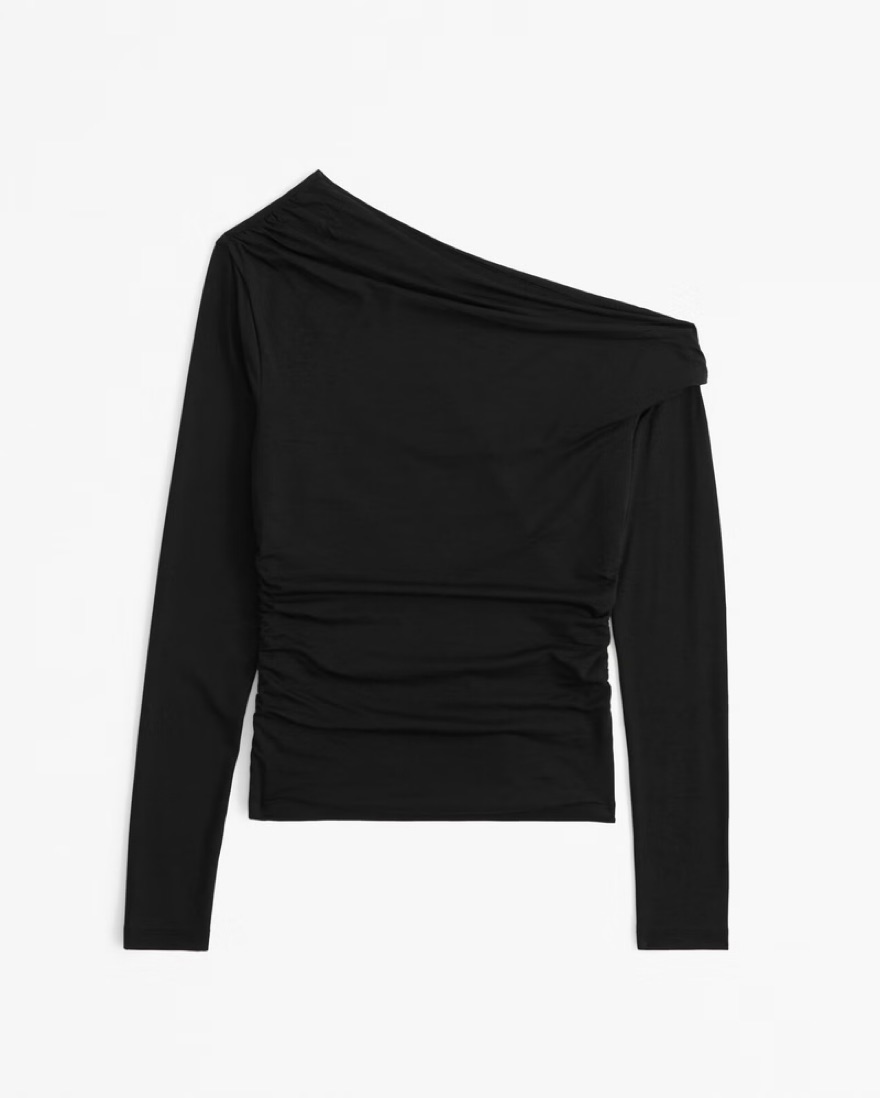 One Shoulder Knit Top by Abercrombie and Fitch - Pickle