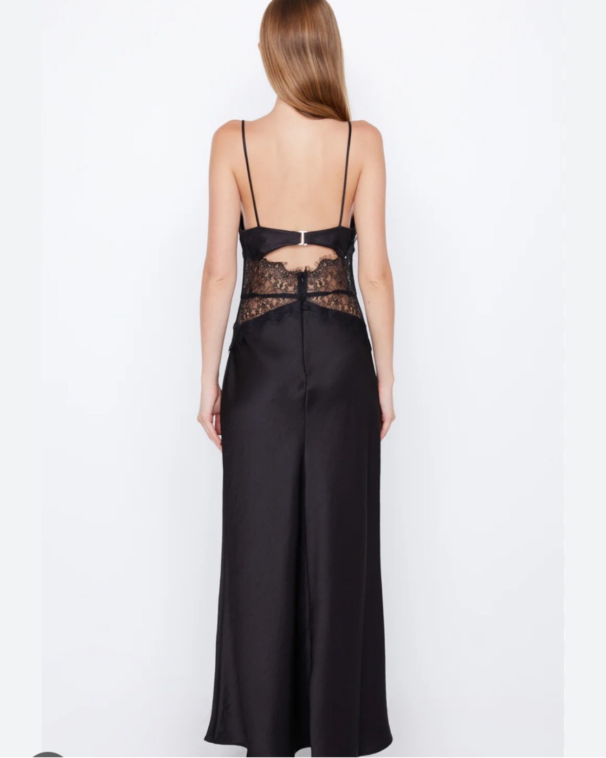 Bec + Bridge Black Satin Lace Gown by Bec + Bridge - Pickle