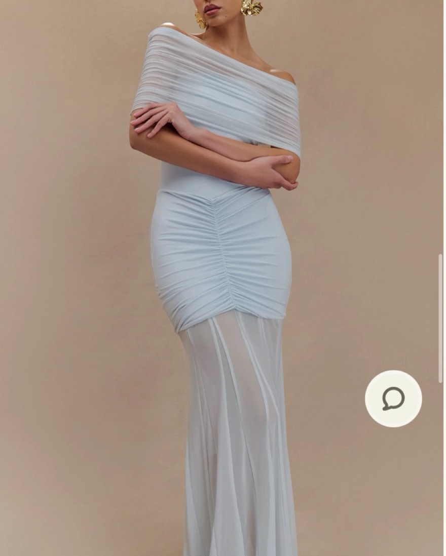 Meshki Powder Blue Mesh Maxi Dress | Pickle