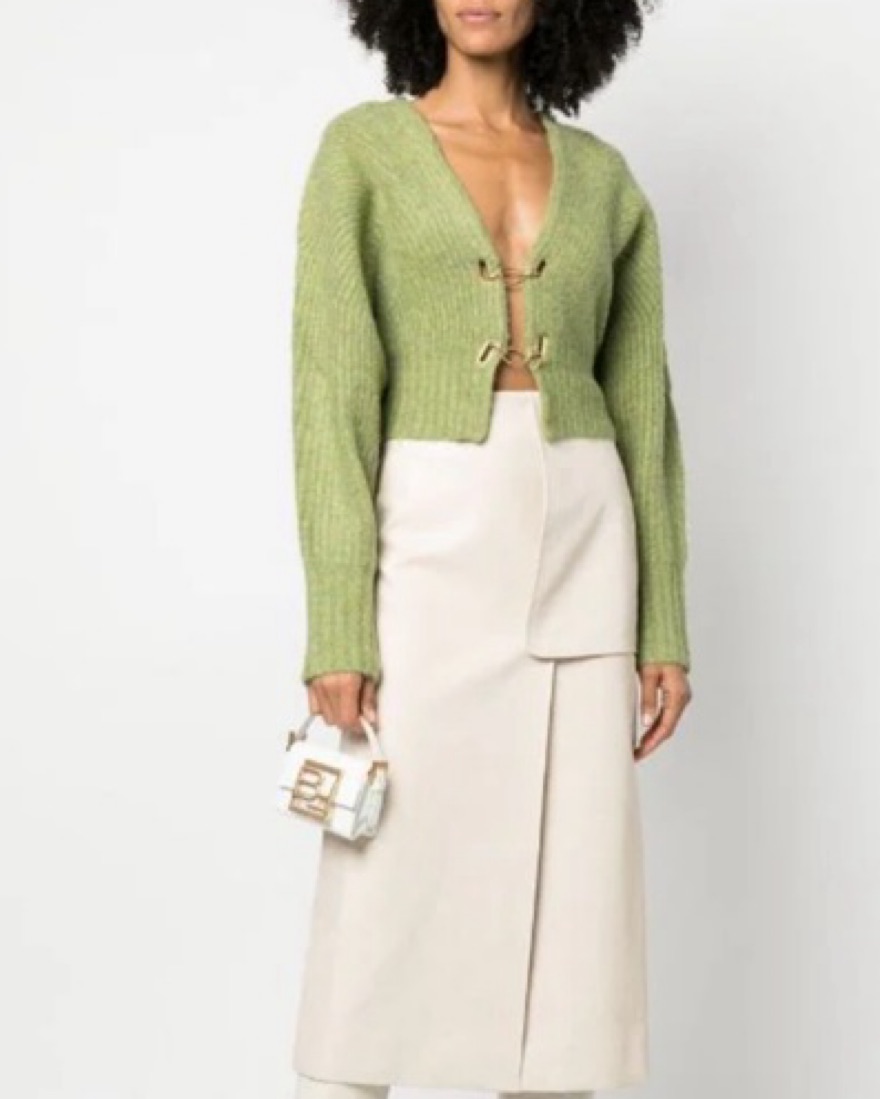 CULT GAIA Embellished Rib Knit Cardigan by Cult Gaia - Pickle