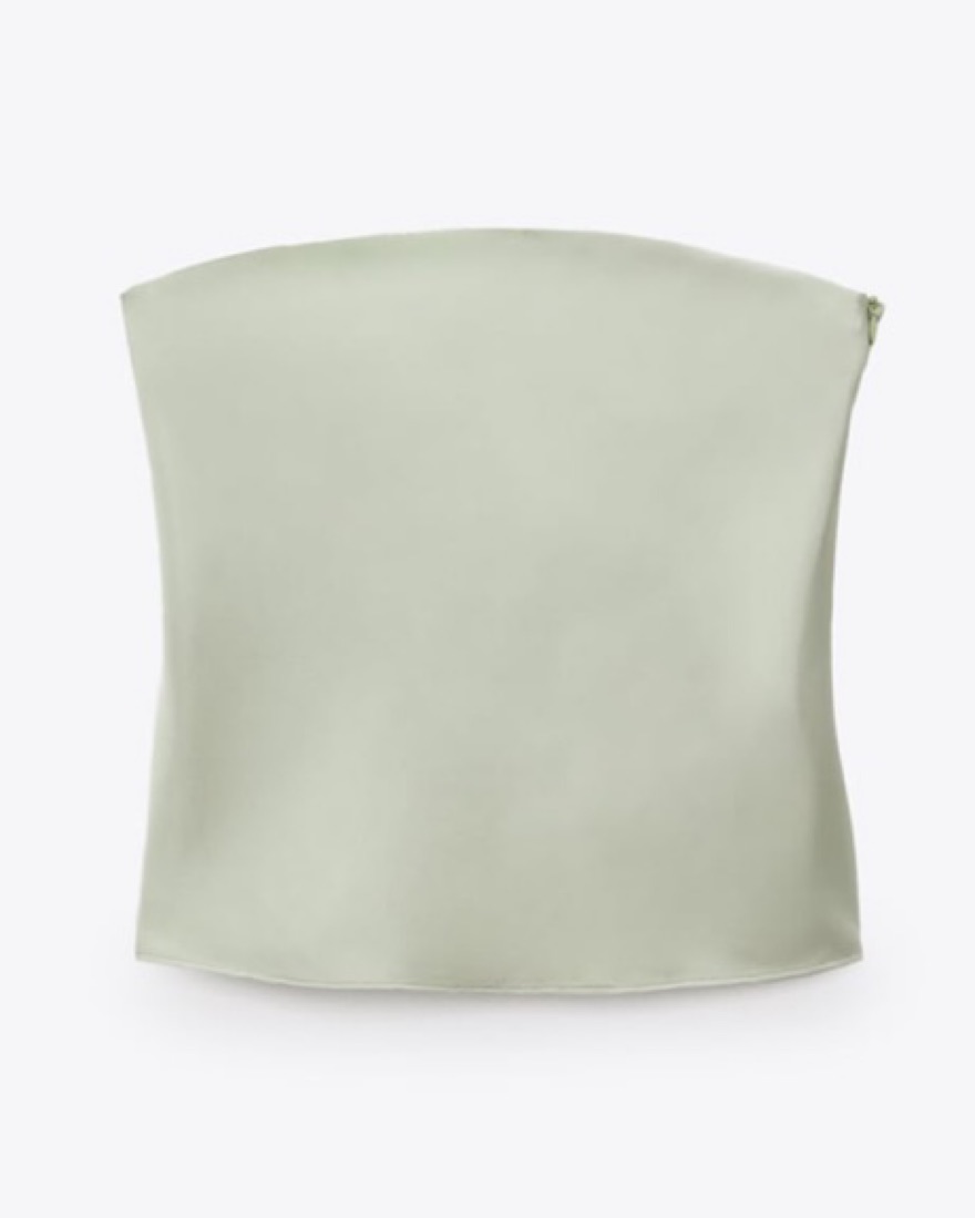 Zara Green Strapless Satin Tube Top by Zara - Pickle